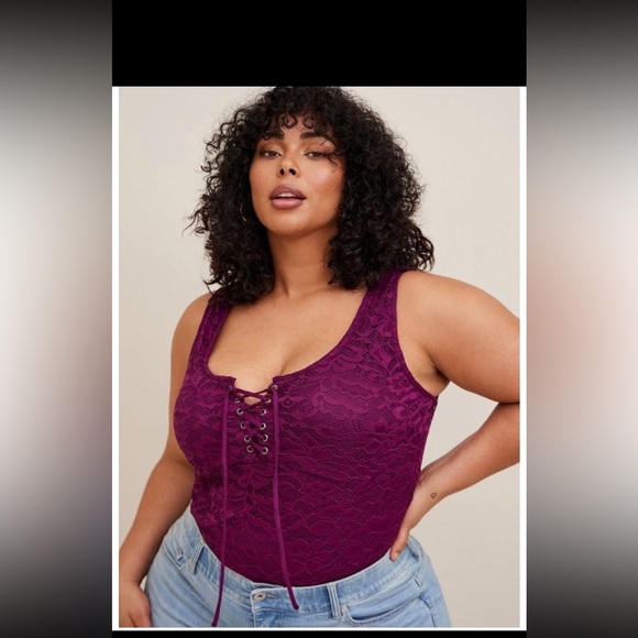 torrid | Tops | Torrid Lace Corset Seamed Lace Up Bodysuit | Poshmark